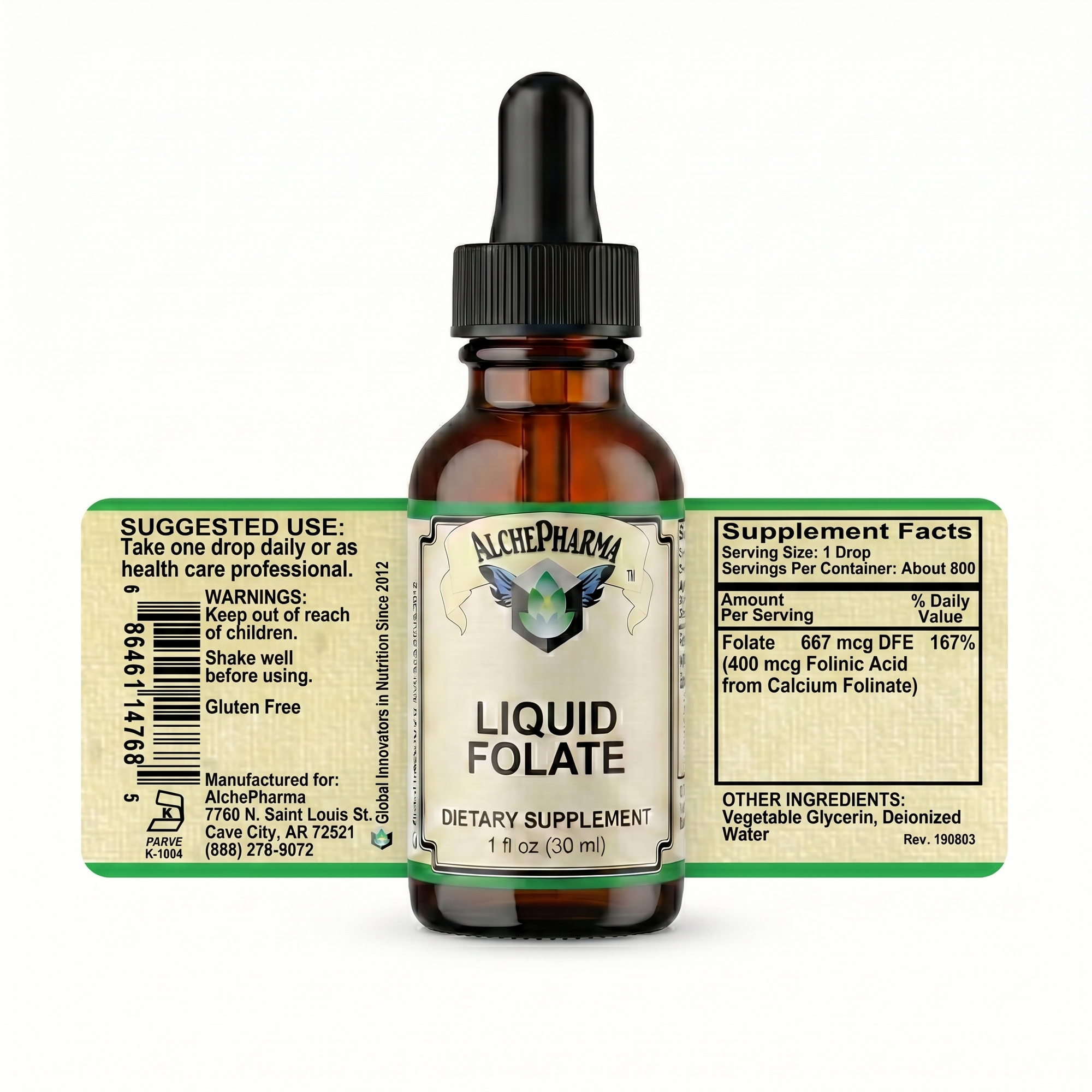 Folate Liquid [ 667 mcg DFE, 400 mcg of Folinic Acid ] 800 Servings ...
