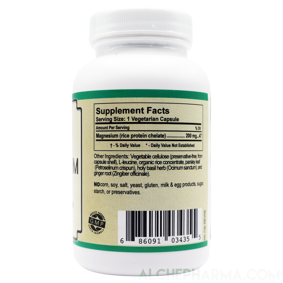 Magnesium Enhanced 100% Rice Protein Chelate 200 mg Vcaps (New Formula ...